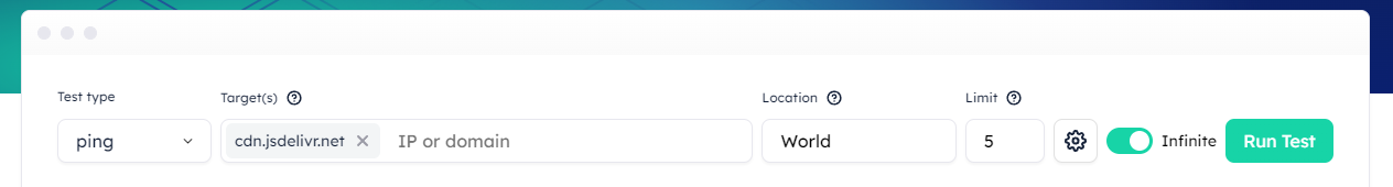 Run infinite ping from anywhere in the world
