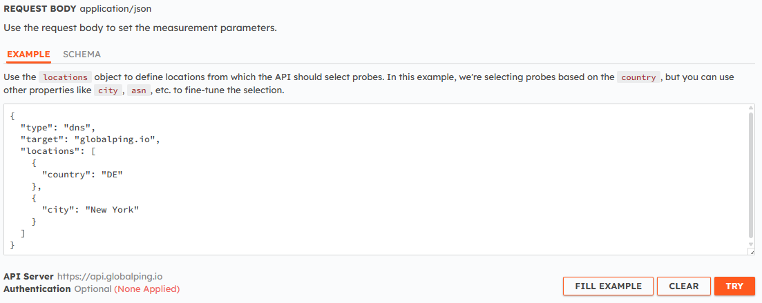 Run DNS lookup (dig) with HTTP using the Globalping API